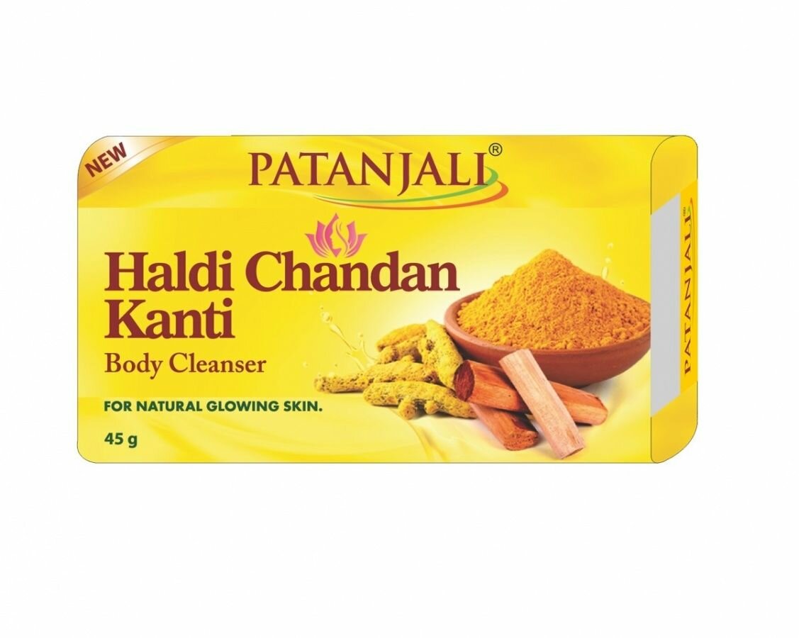 PATANJALI Haldi Ch. Kanti Body Cleanser Мыло травяное натуральное Куркума и Сандал 45г