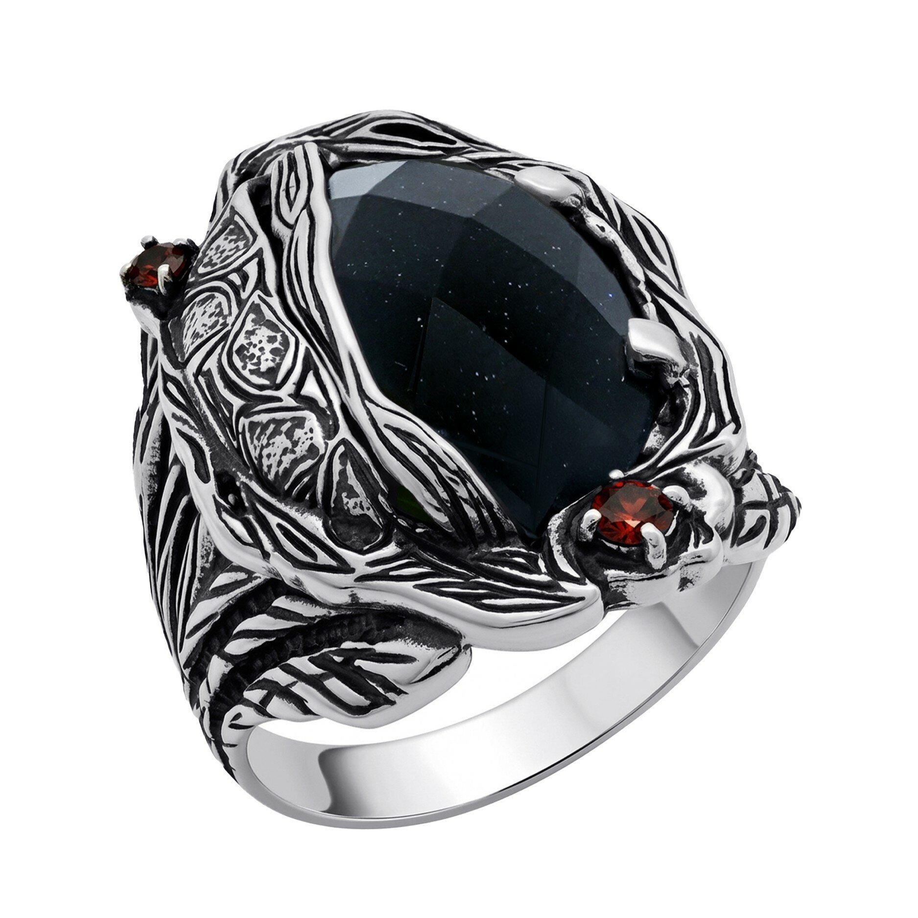 Кольцо, серебро, 925 проба, гранат, авантюрин