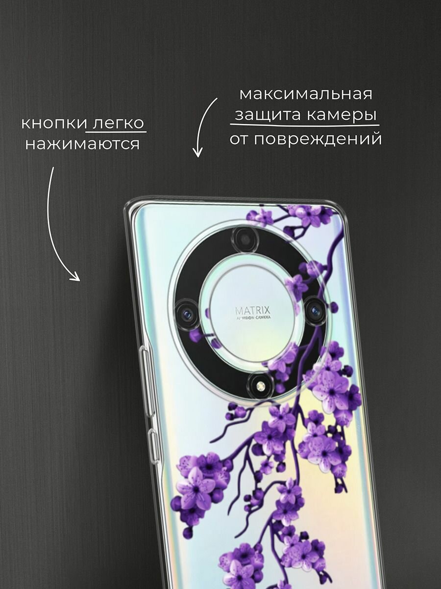 Силиконовый чехол на Honor X9A / Хонор X9A с принтом Фиолетовая сакура — фото 1