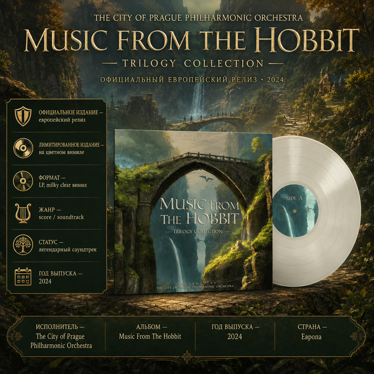 The City of Prague Philharmonic Orchestra - Music From The Hobbit (Trilogy, LP colored) новая лимитированная цветная пластинка