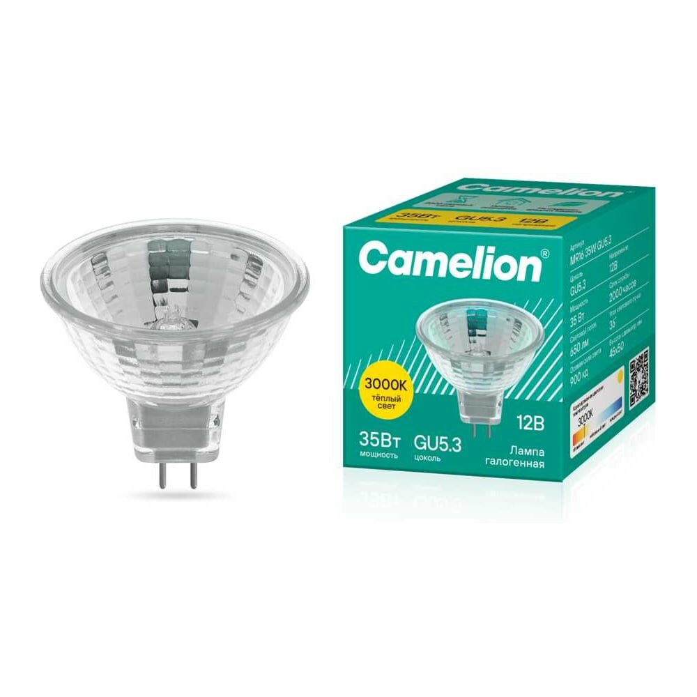 Галогенная лампочка MR16 GU5.3 35Вт 12В 3000К Camelion 2931