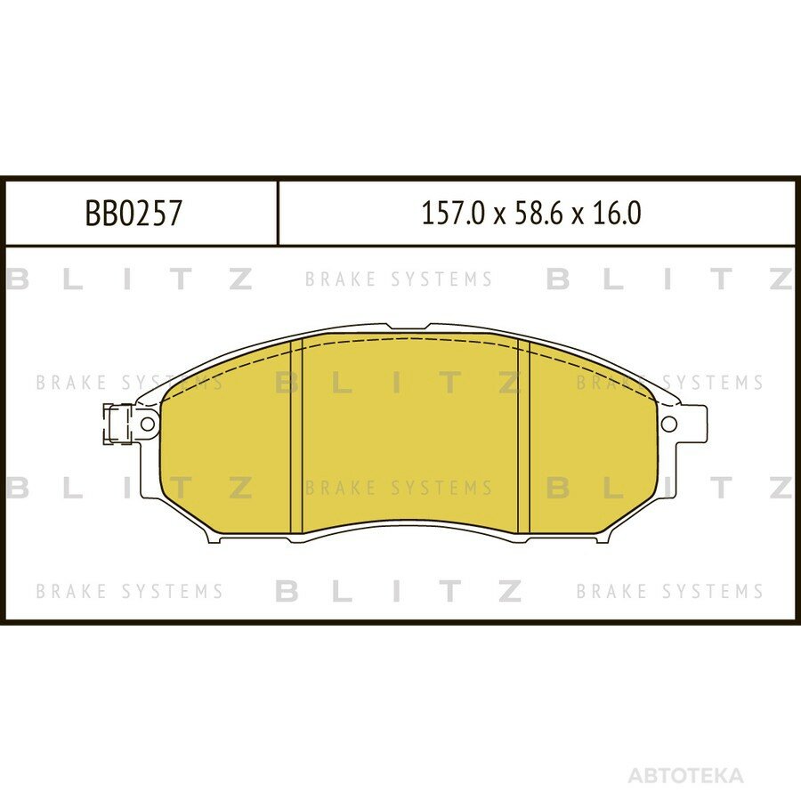 Колодки тормозные дисковые передние BLITZ BB0257 RENAULT Koleos 08->/ NISSAN Murano 03->/ INFINITI G/EX/M 08->