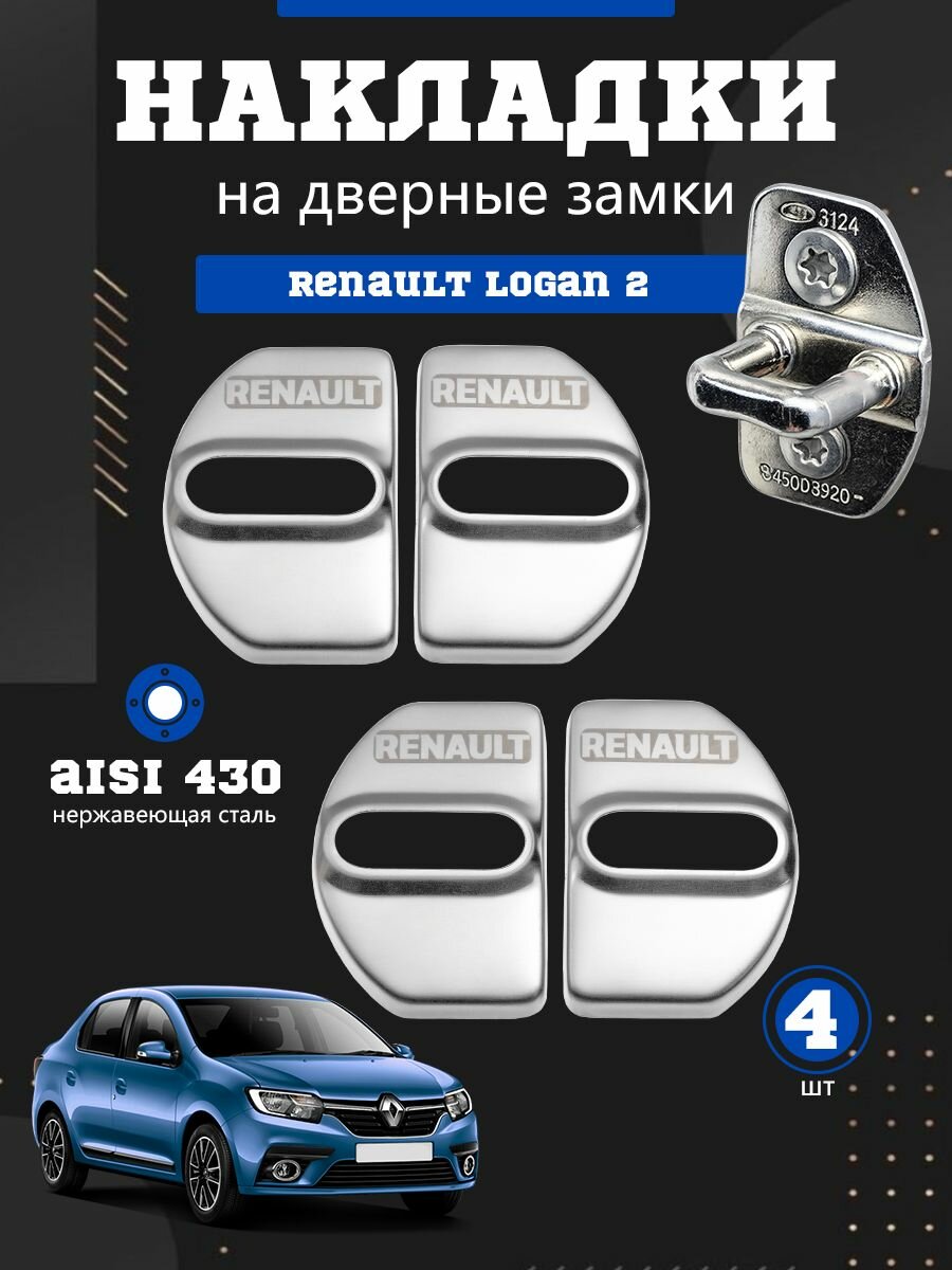 Нaклaдки на петли замков дверей для Renault Logan 2 (2012-2022)