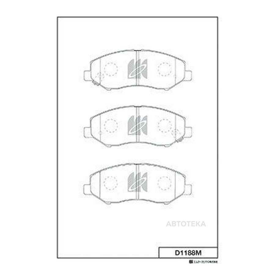 Колодки тормозные передние KASHIYAMA D1188M NI Skyline R34 RB20 00-, Laurel C34 RB20#, RD28 93-97;