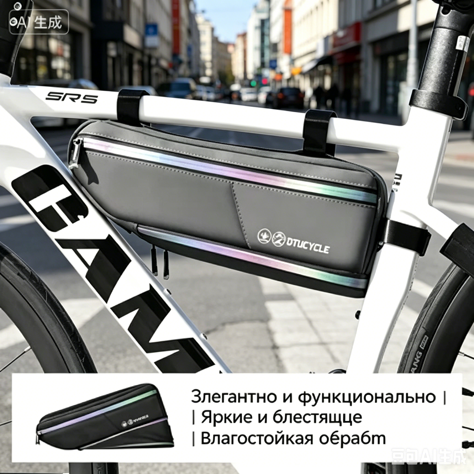 Велосумка под раму с отражателями, антискользящая, для горного и шоссейного велосипеда