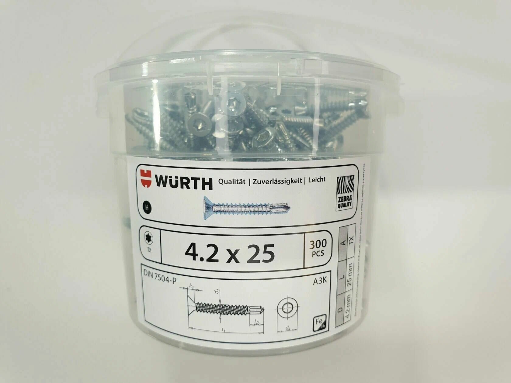 Саморез по металлу DIN 7504-P 4.2x25 (300 шт) WURTH, Германия