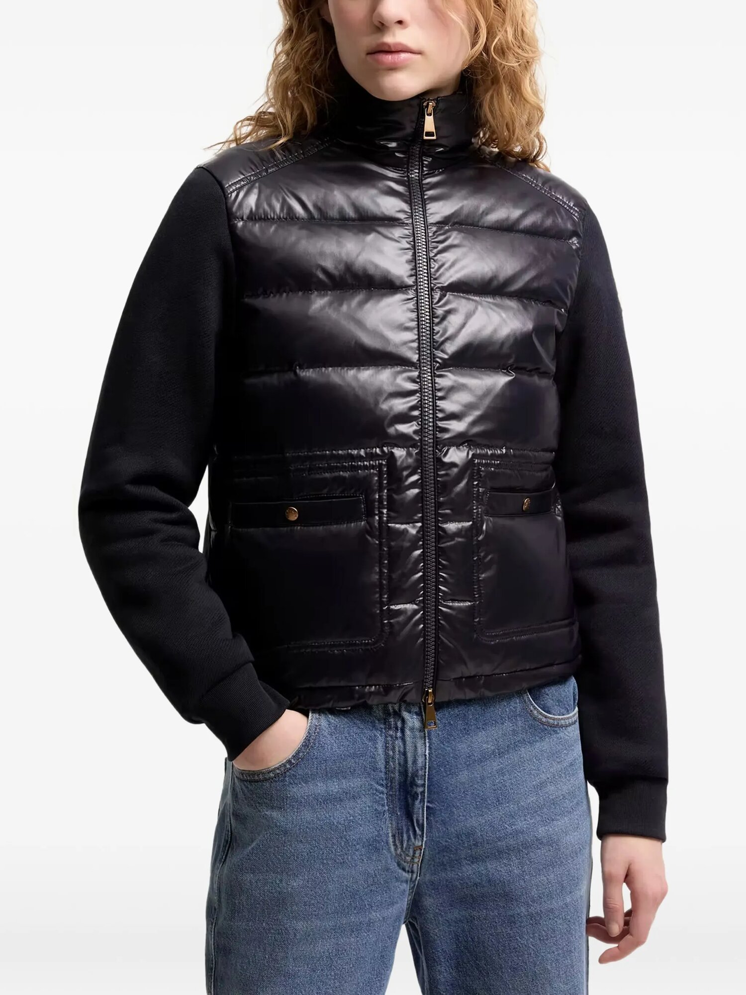 Куртка Moncler Quilted panelled jacket, размер 42, синий — фото 1