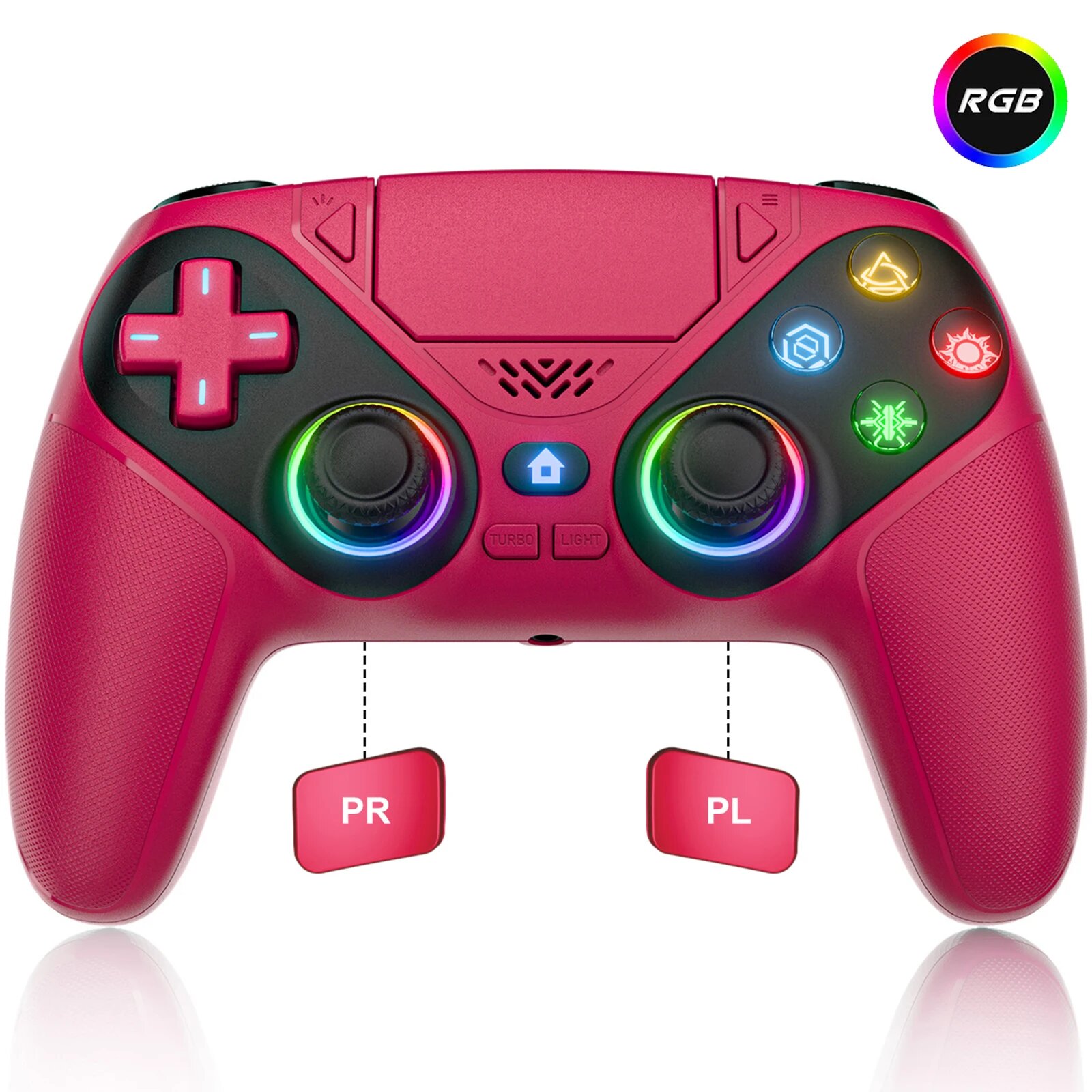 Беспроводные геймпады GAMROMBO для Playstation 5 с RGB подсветкой Розовый, RGB red