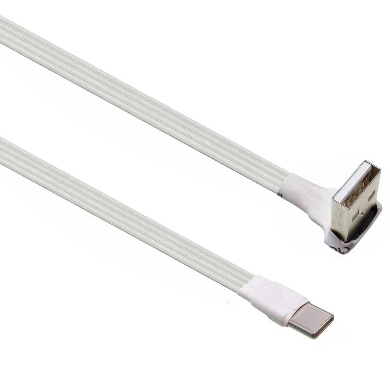 Плоский зарядный кабель USB 2.0 - Type C, белый, 2m - AMDO CMST