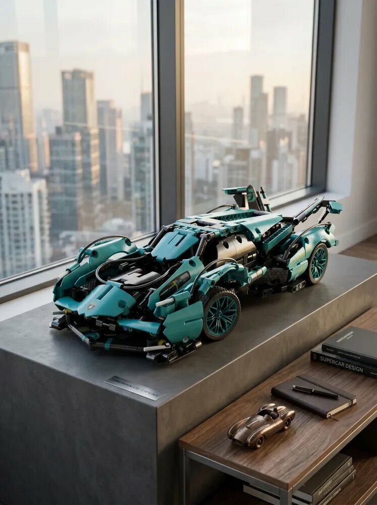 Конструктор машинка на пульте управления, Lamborghini синяя (совместим с lego technic)