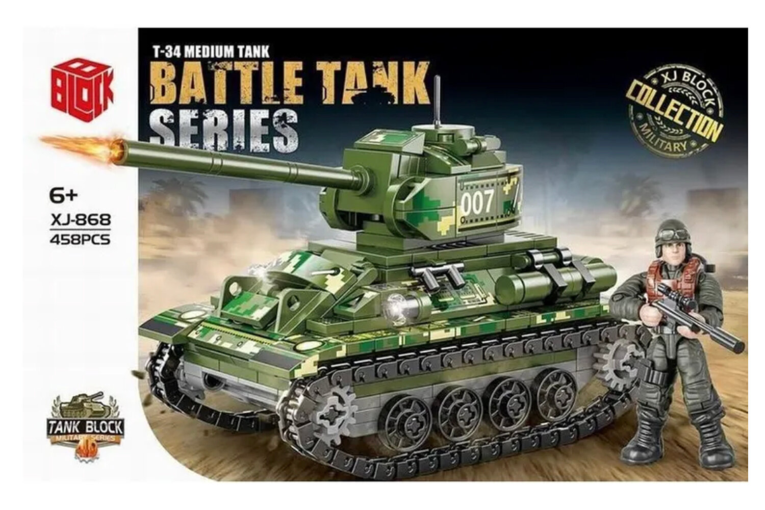 Конструктор армия Танк Т-34 Battle Tank Series XJ-868D BBlock, 458 деталей, возраст 6+
