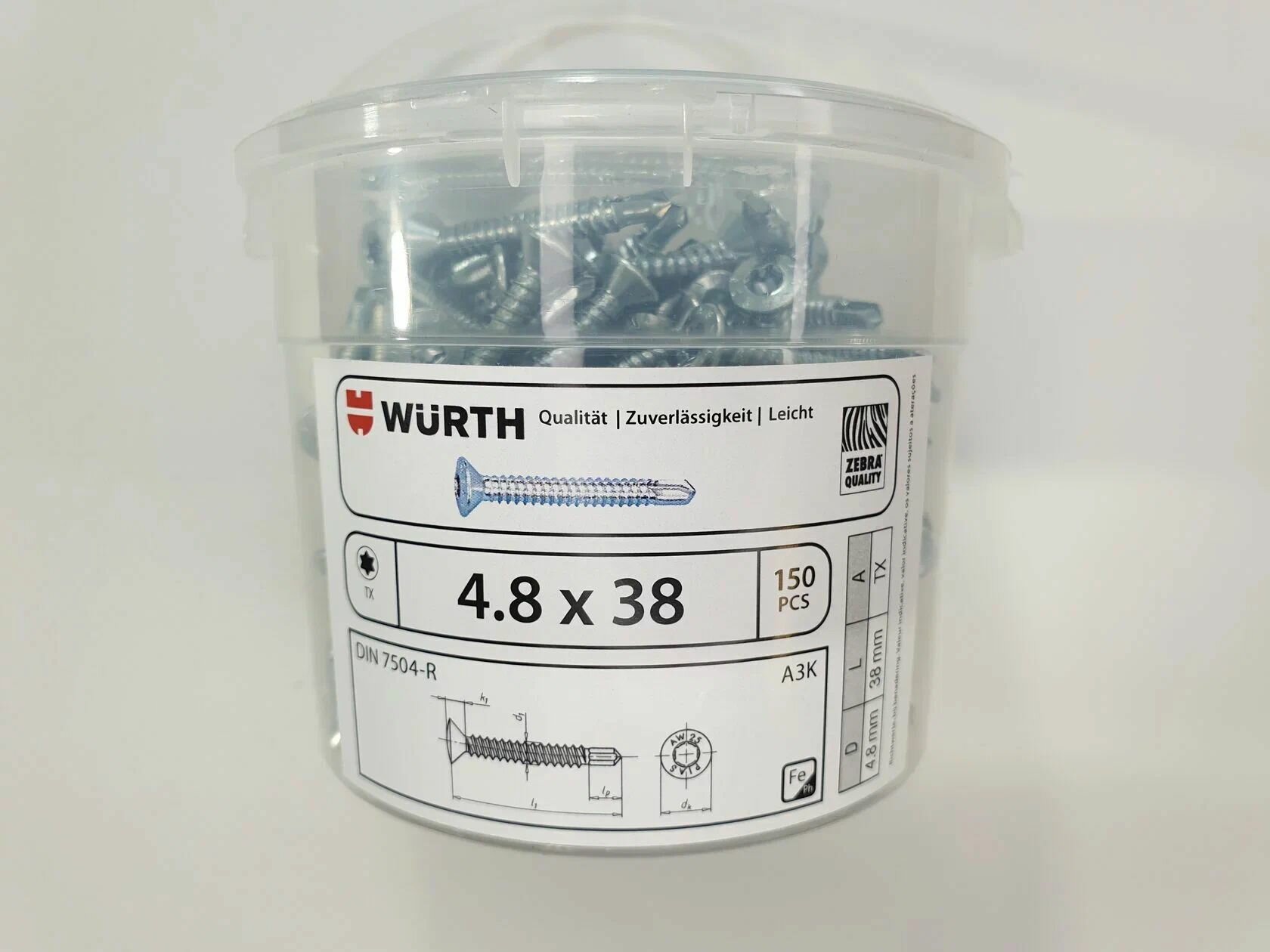 Саморез по металлу DIN 7504-R 4.8x38 (150 pcs) WURTH, Германия