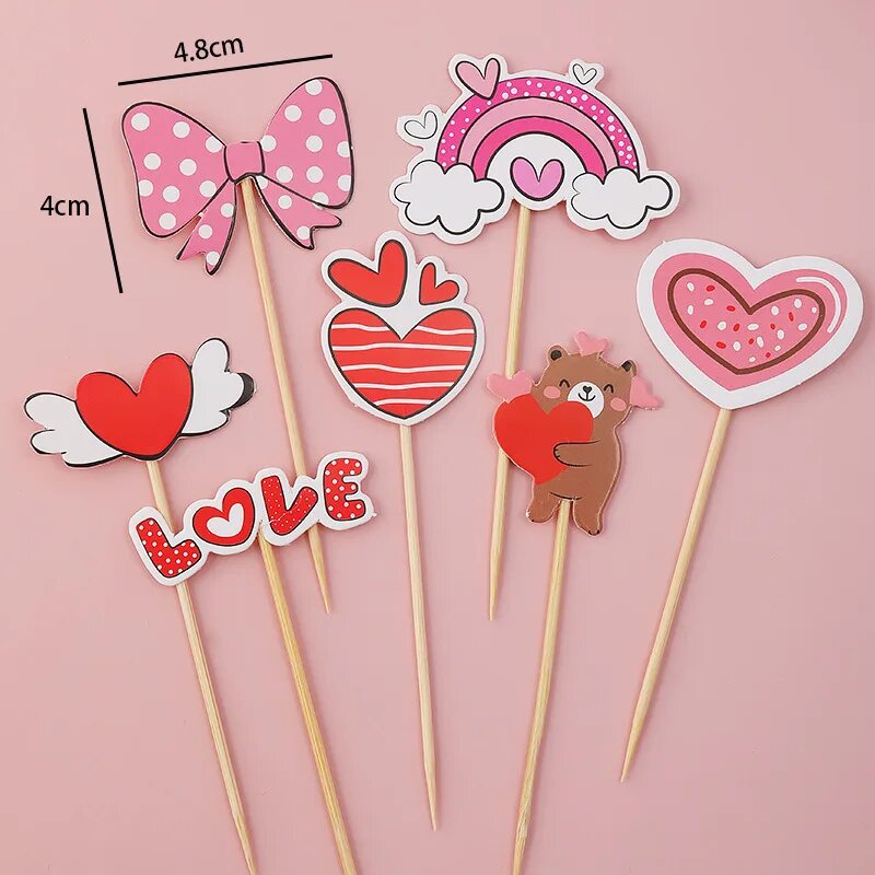 Торт Топпер Jeyomerry сердце медведь Розовый, Love heart bear