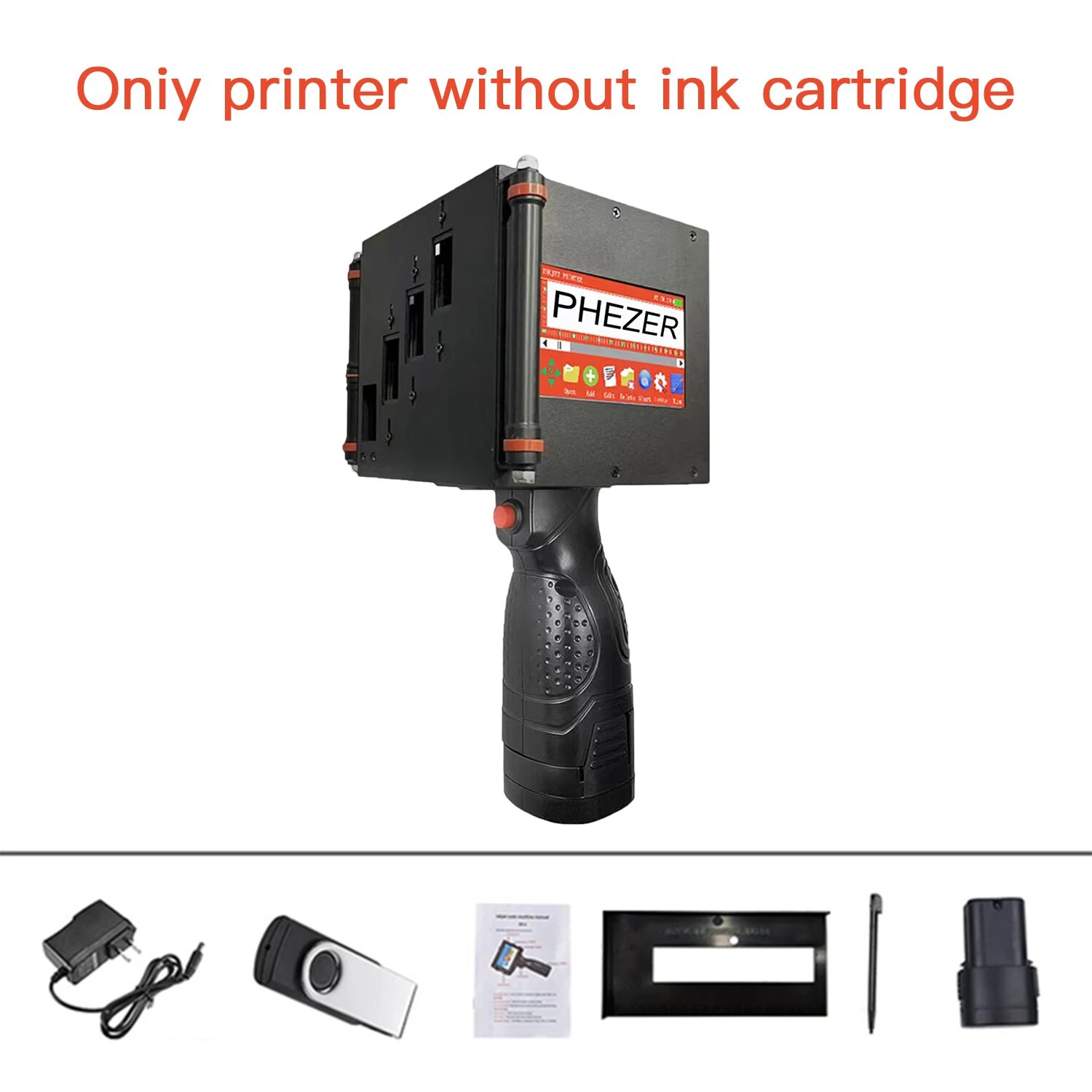 Портативный принтер этикеток Phezer 28 Languages 100mm P70 для печати QR-кодов, штрих-кодов, серийных номеров, дат, номеров, логотипов, дат истечения срока годности, ручной струйный принтер