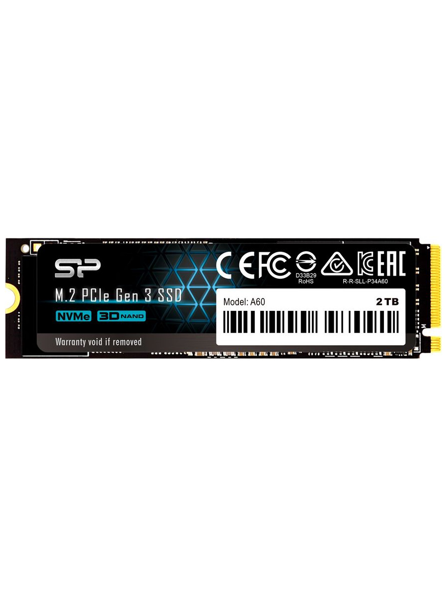 Накопитель SSD Silicon Power M-Series SP002TBP34A60M28 2 ТБ, M.2 2280, PCIe 3.0 x4, NVMe, M.2 2200 МБ/с