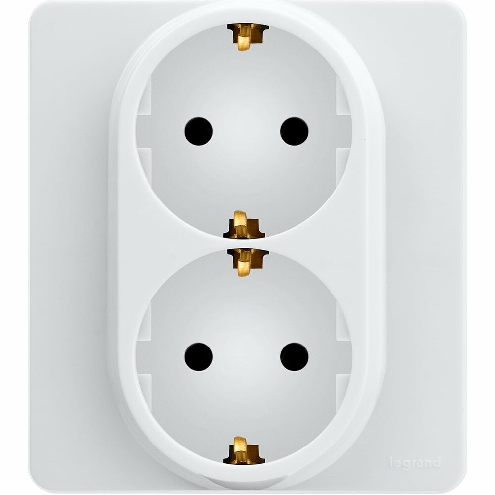 Розетка Legrand двойная с заземлением Legrand Inspiria без шторок в сборе 16А 250В винтовые зажимы белый 673750