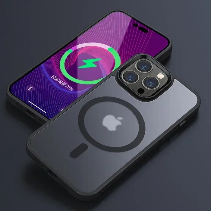 Матовый полупрозрачный чехол для iPhone 17 Air 16 16e 15 14 13 Айфон 15 Про Макс, Фиолетовый, Black