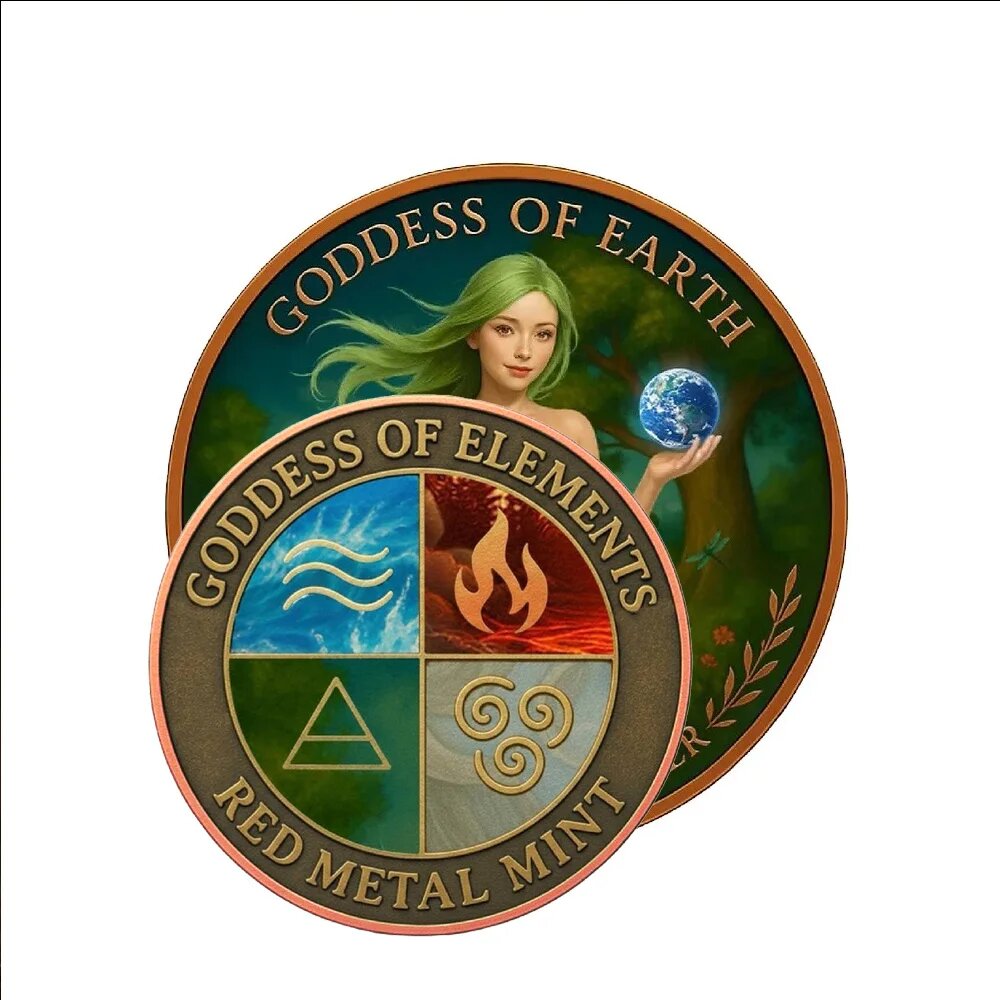 Памятная монета из меди "Богиня Четырех Элементов" Earth Goddess-1pc