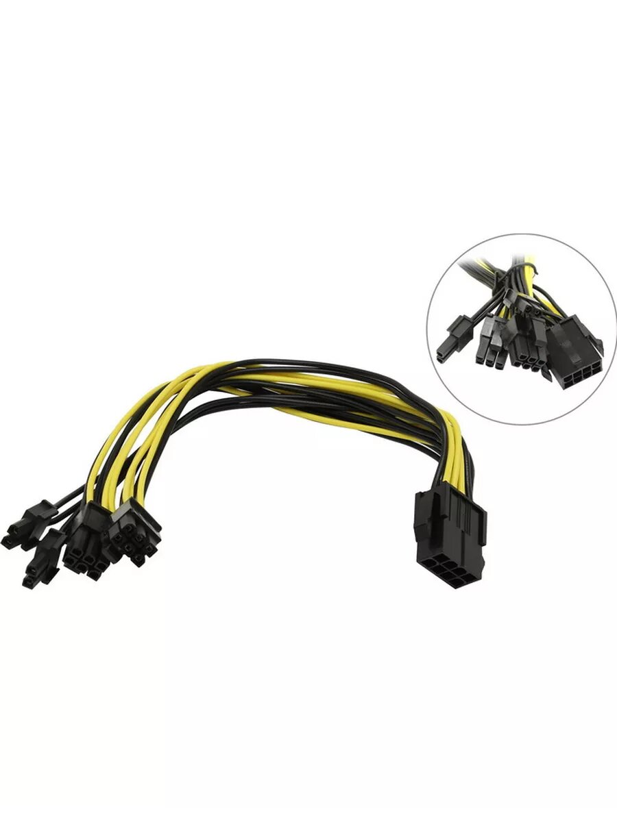 Переходник питания для видеокарт «B&P» 8pin -> 2x6 / 8pin PCI-E с двумя разборными 6- или 8-пиновыми разъемами