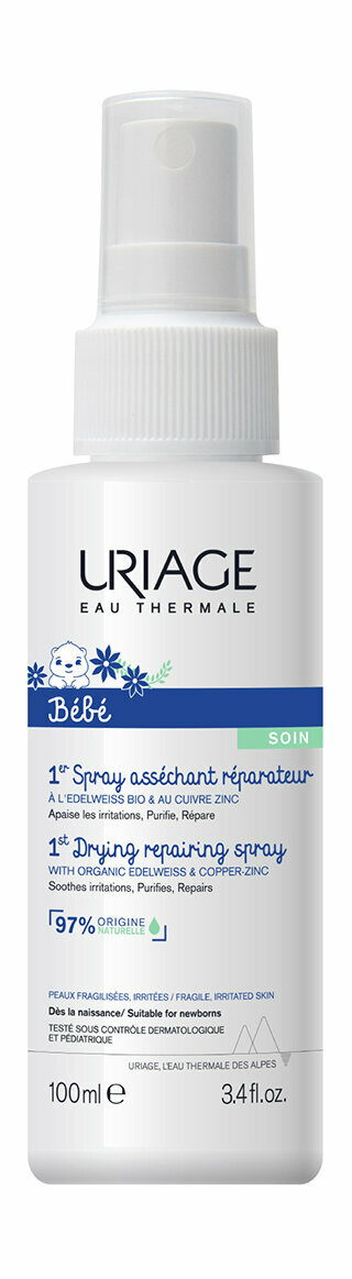 Uriage спрей детский подсушивающий восстанавливающий против раздражений CU Zn+ BEBE 1ER SPRAY CU ZN 100 мл