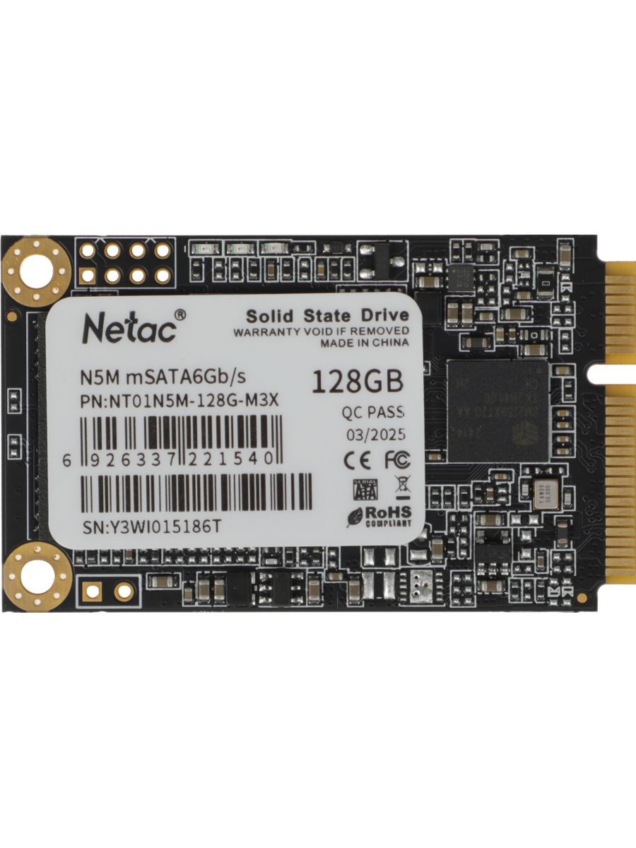 Накопитель SSD Netac N5M 128 ГБ, mSATA, SATA III, mSATA 510 МБ/с