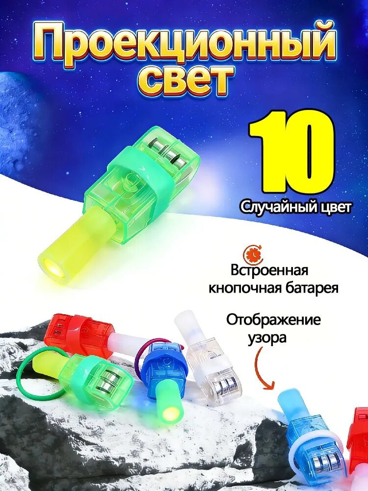 Детский проекционный фонарик на палец - кольцо с мультяшными картинками