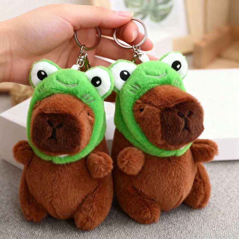 Брелок-игрушка Frog-1PC, плюшевая капибара в костюме лягушки