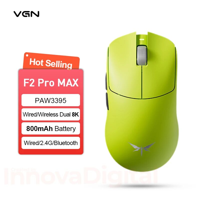 Беспроводная Игровая Мышь VGN Dragonfly F2 Pro Max Ultra С Сенсорами PAW3395/PAW3950, 8K, Сверхлегкая, Трехрежимная, Bluetooth