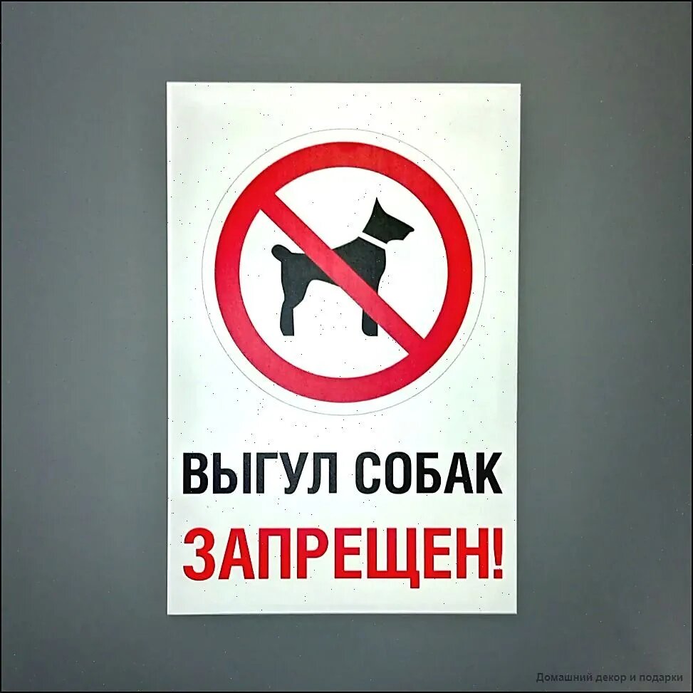 Табличка "Выгул собак запрещен" (20 х 30 см)