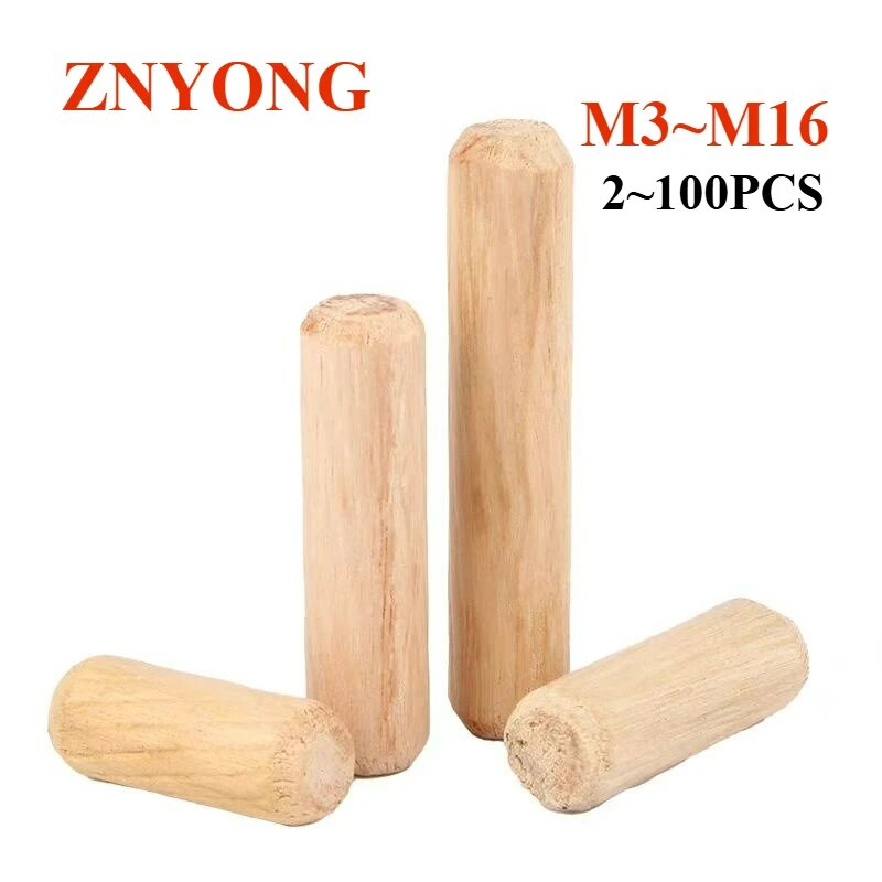 ZNYONG набор деревянных дюбелей M5-M16 M14x50mm 10pcs