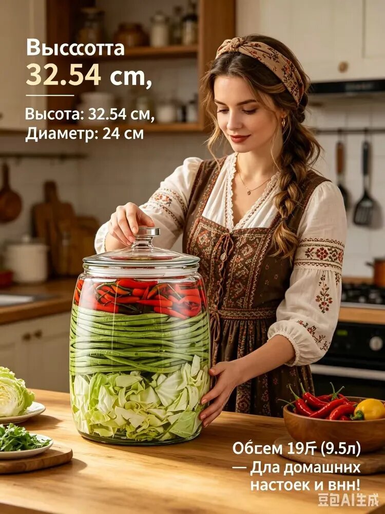 Кадка для засолки, Стекло, 8.5 л, Высота 32.54 см, Диаметр 24 см, Для домашних настоек и внн!