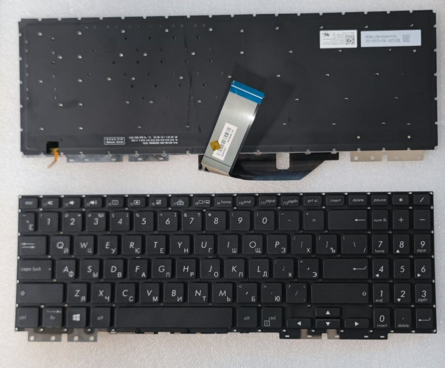 Клавиатура для ноутбука Asus ZenBook Flip 15 UX562, UX562FDX, UX562F, UX562D, серая, без рамки, с подсветкой