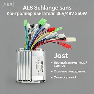 Контроллер двигателя электросамоката 36V 48V 350Вт Искристый Трата двухрежимный для скутера и велосипеда с алюминиевым корпусом