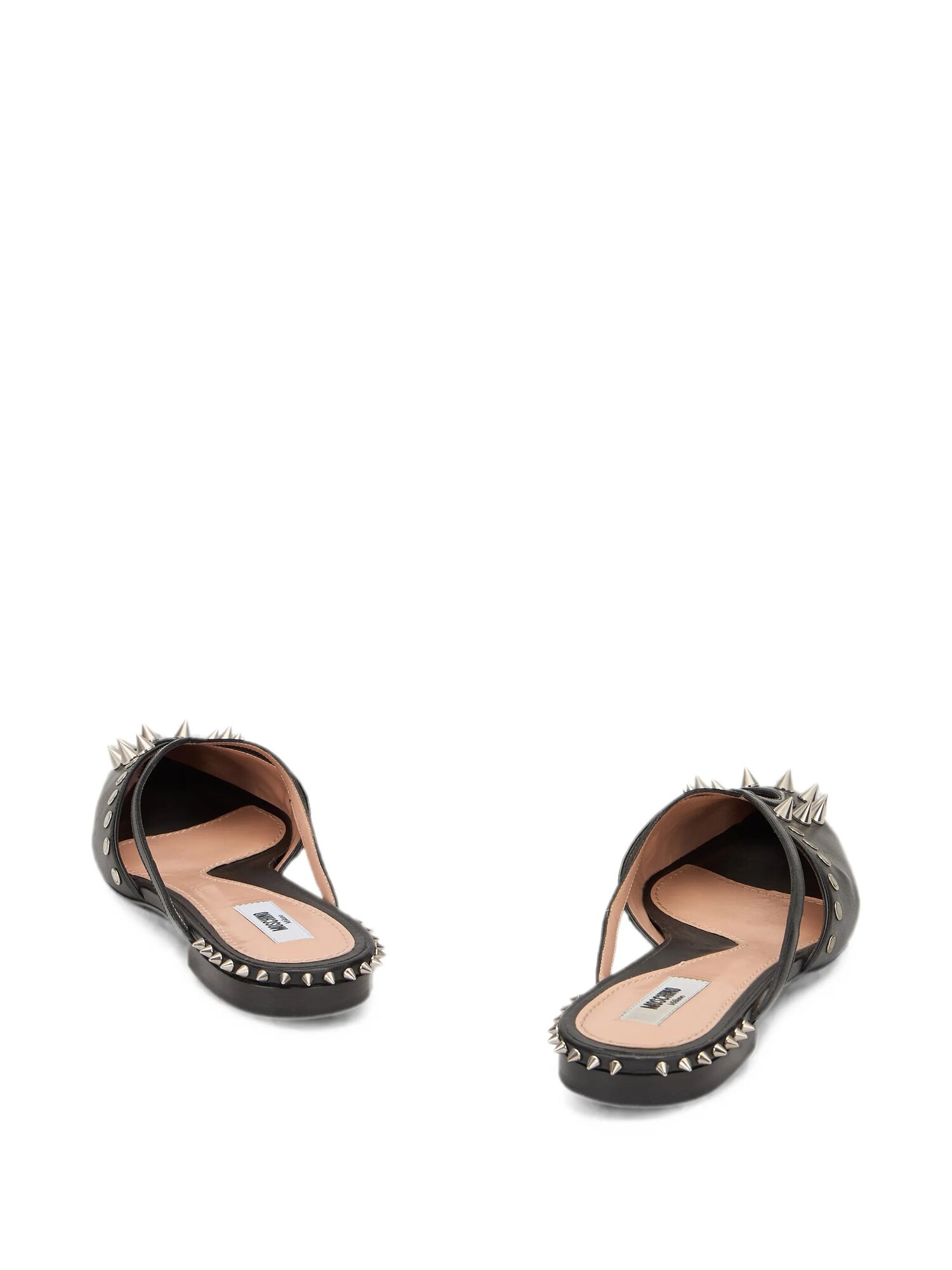 Мюли MOSCHINO Spike-embellished pointed-toe flat mules, размер 36 — фото 1