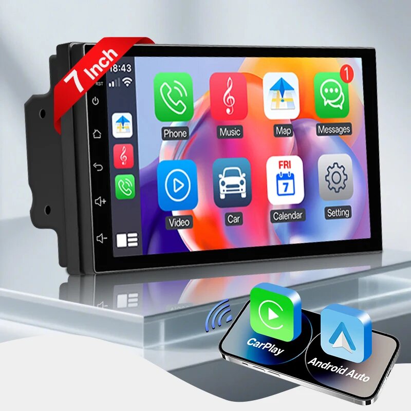Автомобильный Мультимедийный Плеер Hippcron 7/9 Дюймов Double DIN С Android Auto, 7inch Player