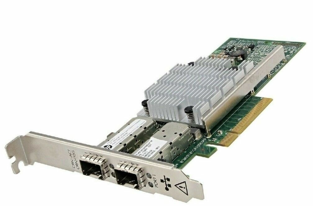 Сетевая карта HP 530SFP+ HSTNS-BN88 652503-B21 656244-001 (формат Broadcom NeXtreme ) двухпортовая SFP+ 10-гигабитная для компьютеров и серверов, PCI-E x8 на 2 разъёма SFP+ для трансиверов