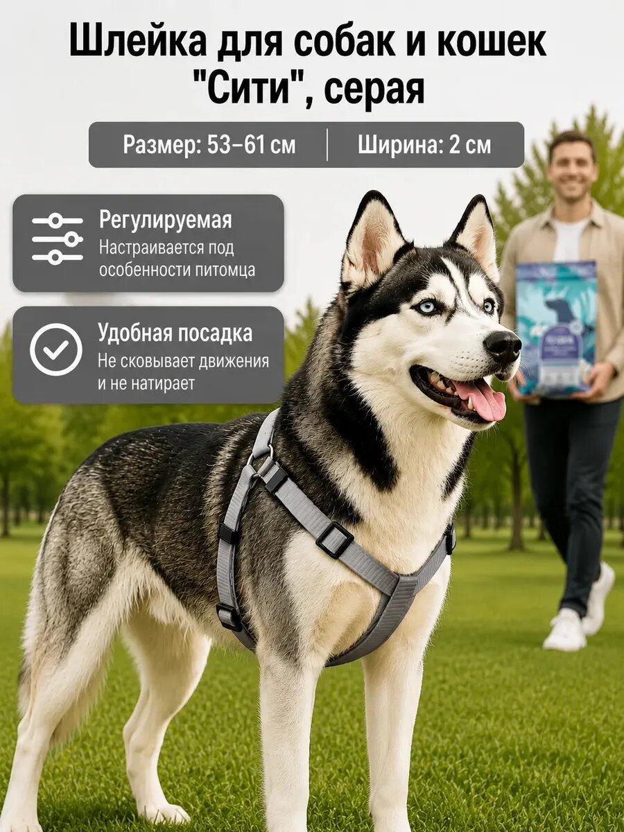 Yami Yami амуниция Шлейка "Сити" для собак, стальная, S