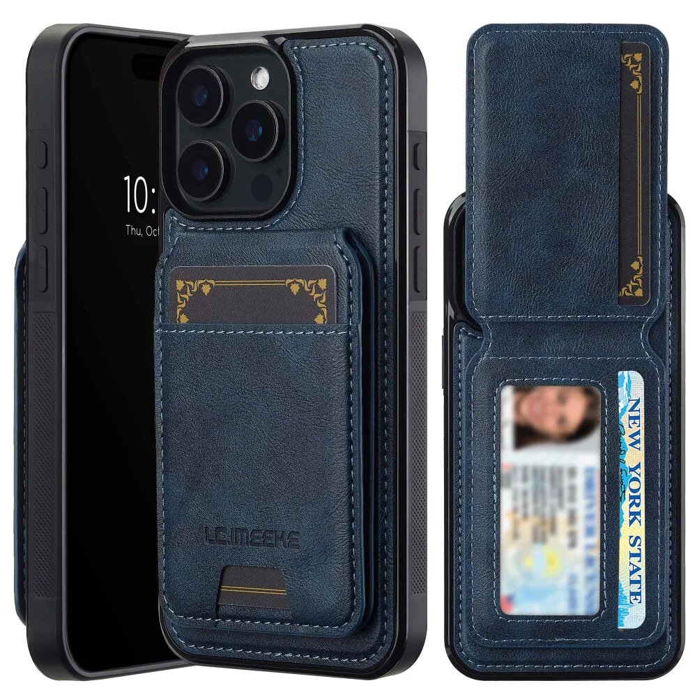 LCIMEEKE Чехол Magsafe для Apple IPhone 13 Pro Max( Айфон 13 Про макс), 2 в 1 прочный магнитный кожаный защитный чехол-кошелек для телефона с Блокировка RFID-меток/регулируемой подставкой для телефона