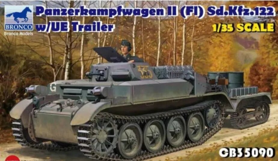 Bronco 1/35 35090 Немецкий огнеметный танк II D + прицеп