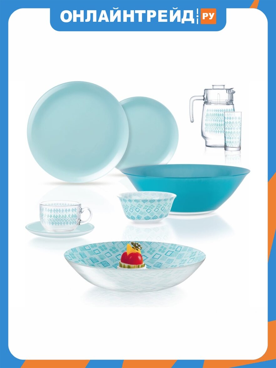 Столовый набор Luminarc SIMPLY FANTASIA TURQUOISE 44 предмета (V2713)