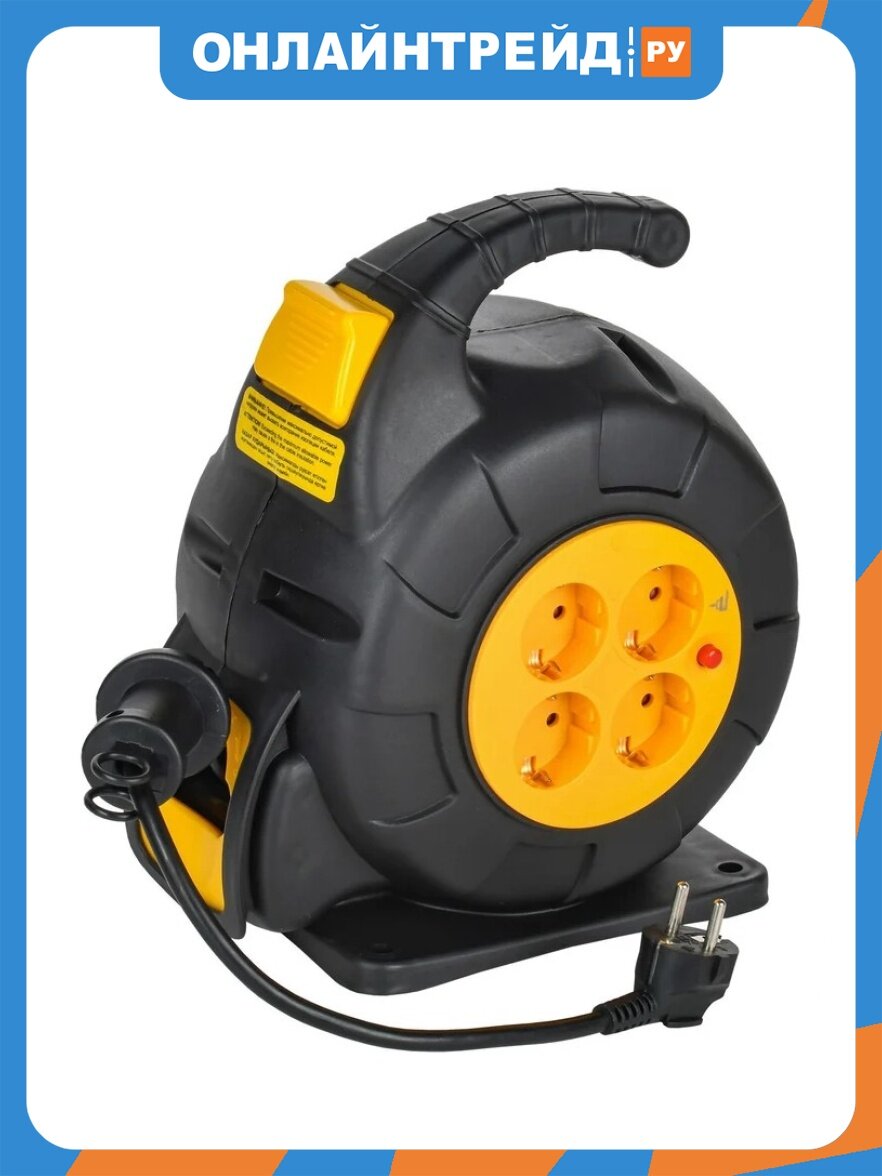 Удлинитель на катушке Iek TWIST 4х10м с заземл. автосмотка 16А IP20 ПВС 3х1.5, TW-KP27-16-04-10