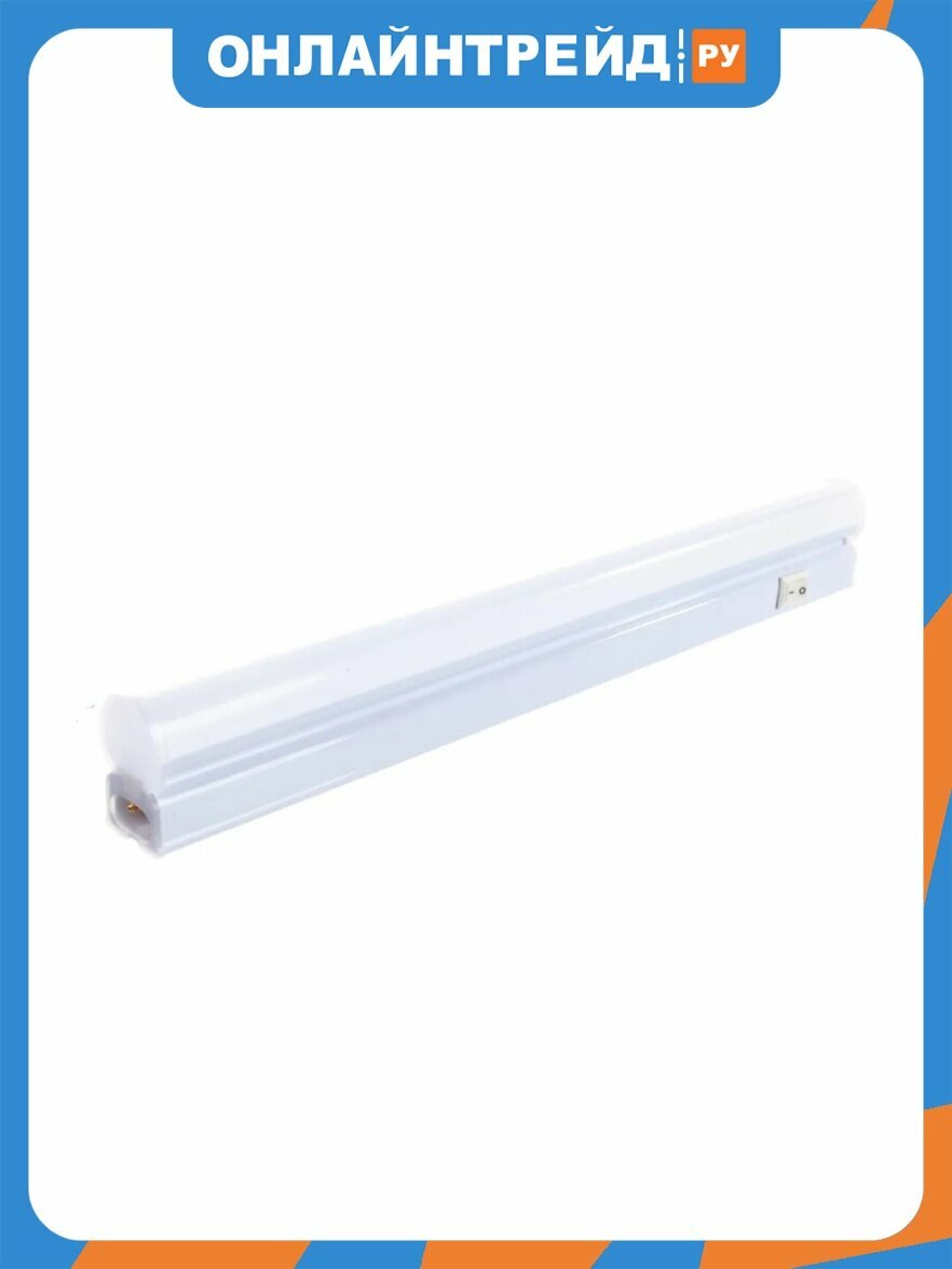 Линейный светильник Ultraflash LED с выкл на корпусе LWL-2016-03, пластик, 220В, 8W, с сетевым проводом, 6000K)