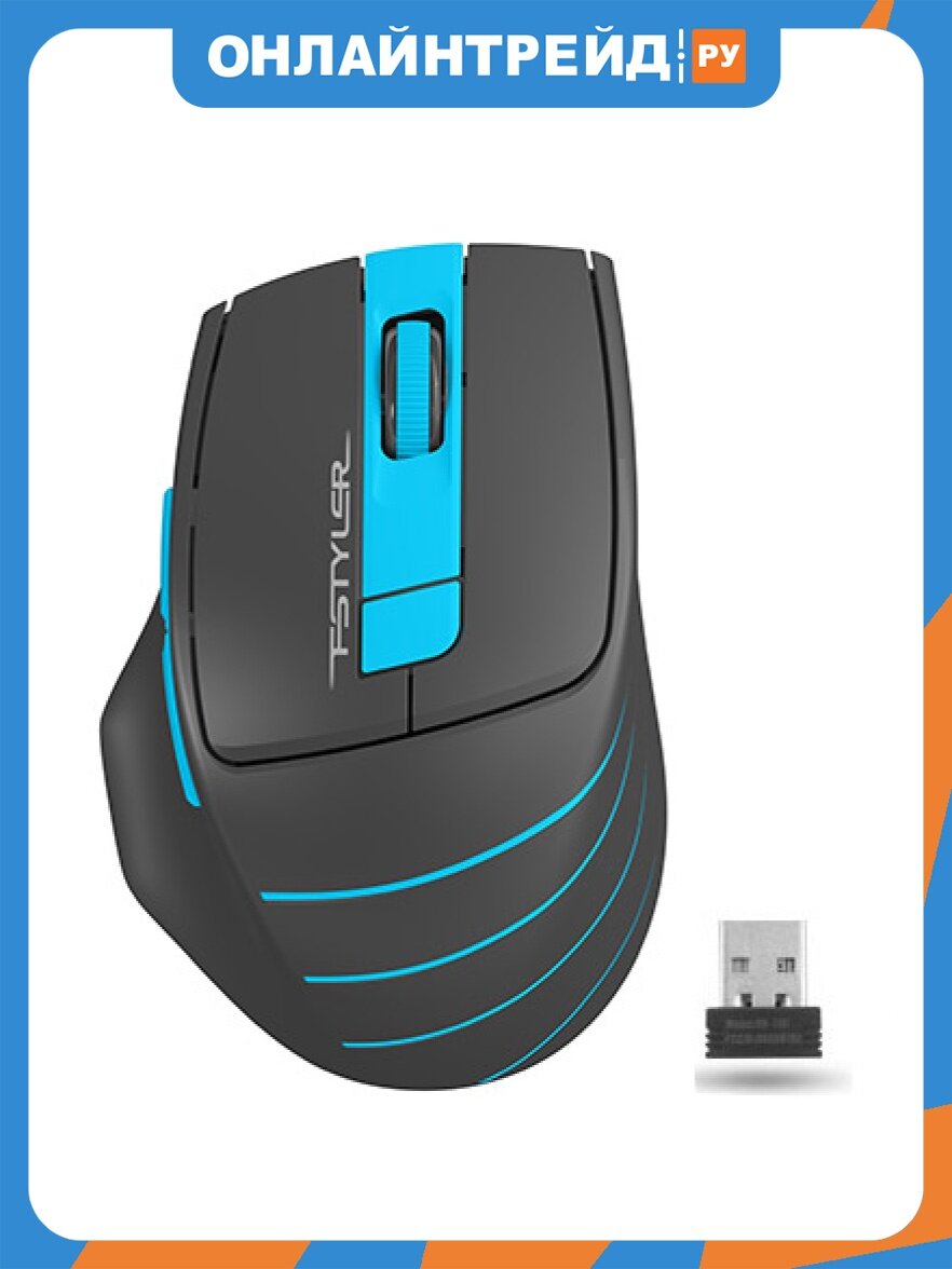 Мышь A4TECH Fstyler FG30 серый/синий оптическая (2000dpi) беспроводная USB (1147561)