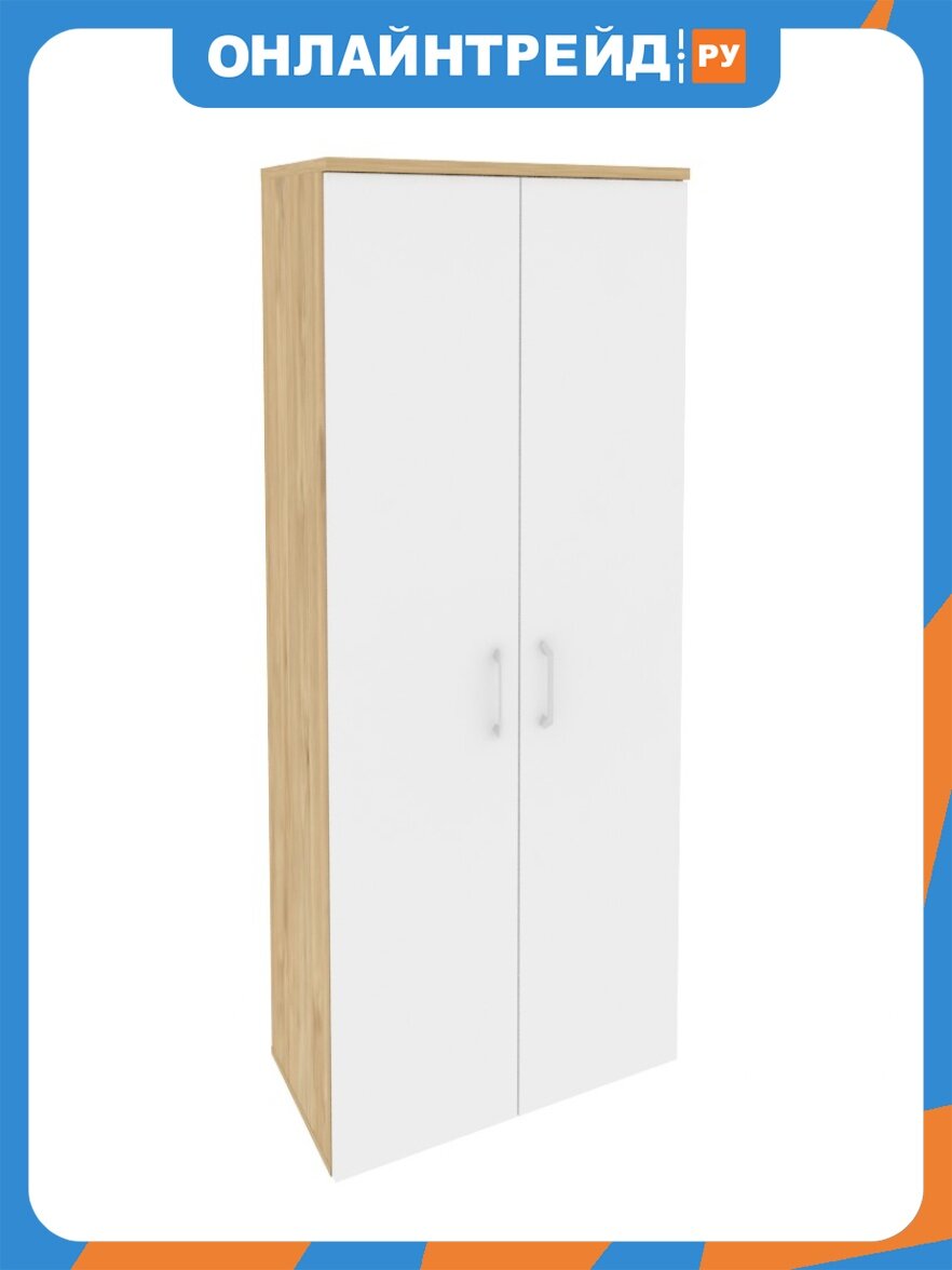 Шкаф Riva CHAIR высокий широкий O. ST-1.9 Тиквуд светлый/Белый бриллиант 800*420*1977 Onix
