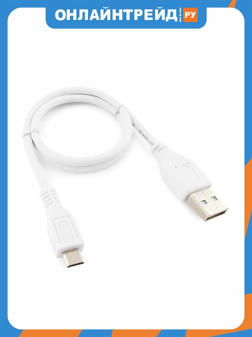Кабель USB2.0 Cablexpert CCP-mUSB2-AMBM-W-0.5M, AM/MicroUSB, медь, 26/28AWG, Pro, 0.5м, белый