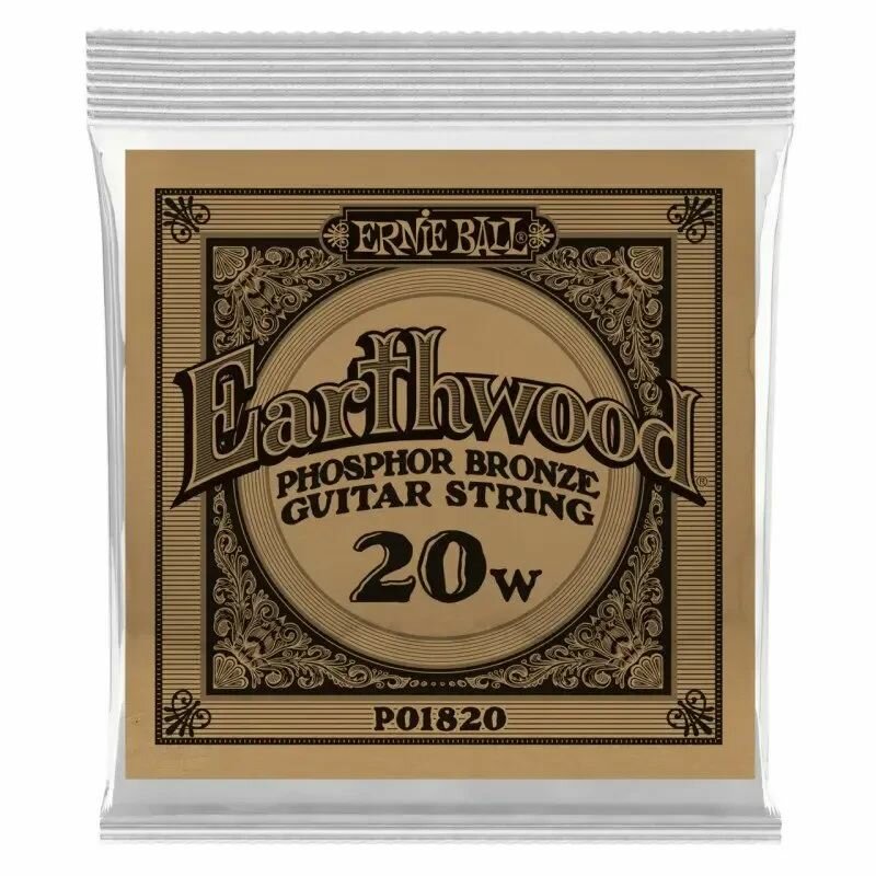 Струна для акустической гитары Ernie Ball P01820 Earthwood, фосфорная бронза, калибр 20