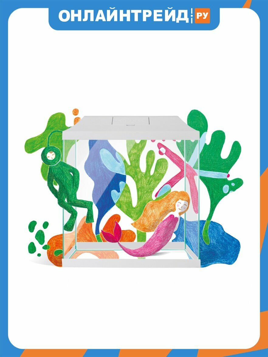 Aквариум с фильтром Aquael LEDDY MINI CREATIVE SET 35 белый (19 л) 35х18х30 см