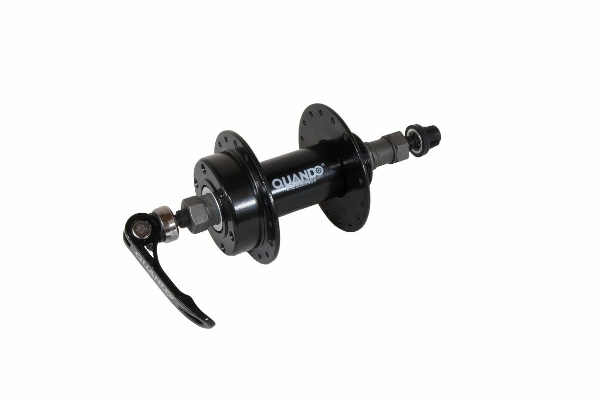 Втулка QUANDO MTB KT-M65R-36 задняя, стальная, под Disk 6 болтов, под трещотку, на эксцентрике, 36 отверстий, ось 10х135x145мм, черная