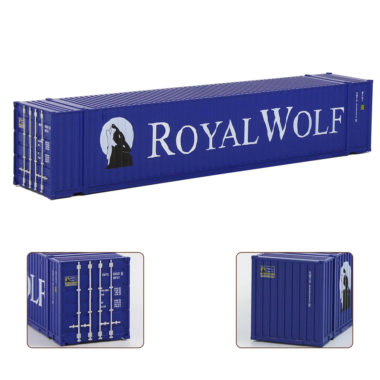 Evemodel Контейнер для модели железной дороги HO Scale 48 футов 1:87 Синий, ROYAL WOLF Blue