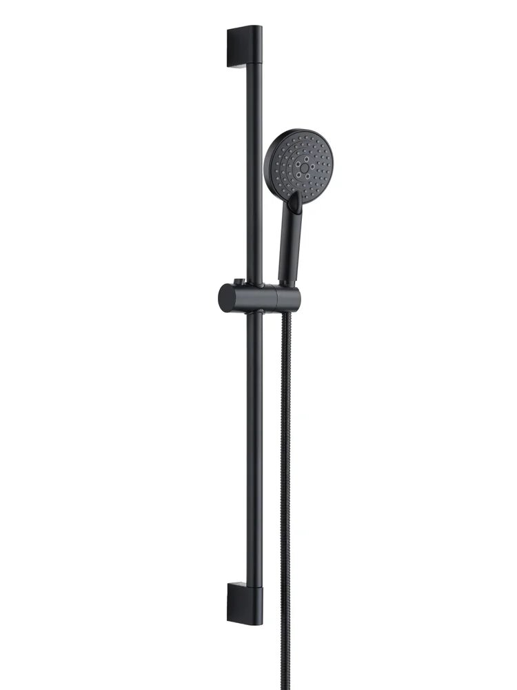 Душевой гарнитур Orange O-Shower OS802b черный, матовый, из нержавеющей стали, 3 режима струи, лейка для душа со шлангом и штангой, с функцией экономии воды